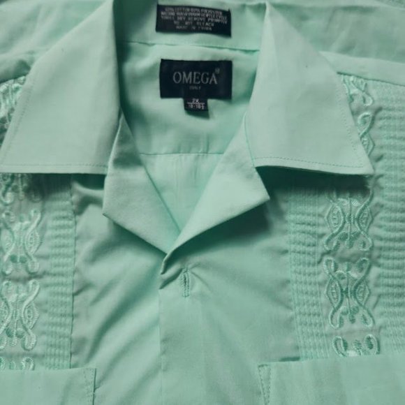 Omega | Shirts | Omega Italy Cuban Mens Sz 2x 8 18 12 Mint Green ...